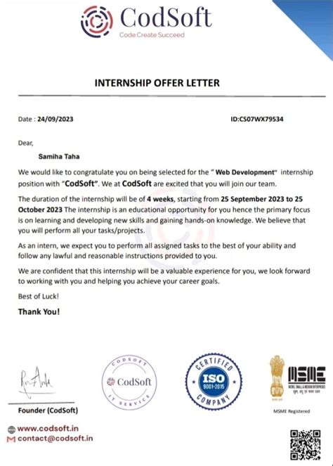 Samiha Taha On Linkedin Webdevelopment Internship Careerstart Codsoft