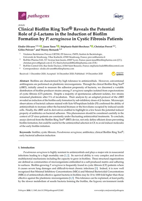 Pdf Clinical Biofilm Ring Test® Reveals The Potential Role Of β
