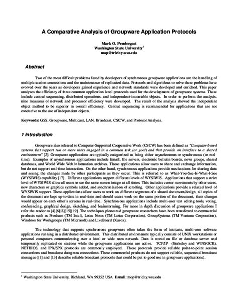 Pdf A Comparative Analysis Of Groupware Application Protocols