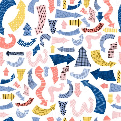 Seamless Pattern With Hand Drawn Arrows PNG