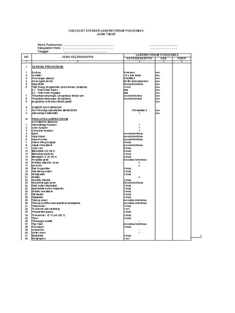 Check List Lab Pus Pdf