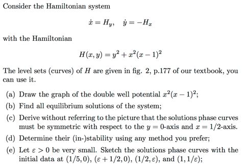 Consider The Hamiltonian System Dot X H Y Dot Y Chegg