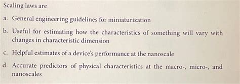 Solved Scaling Laws Are A General Engineering Guidelines Chegg
