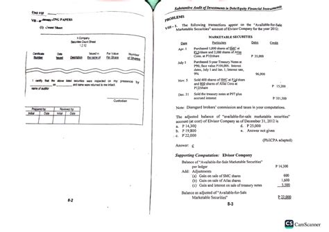 Substantive Audit Of Investments In Debt Equity Financial Instruments