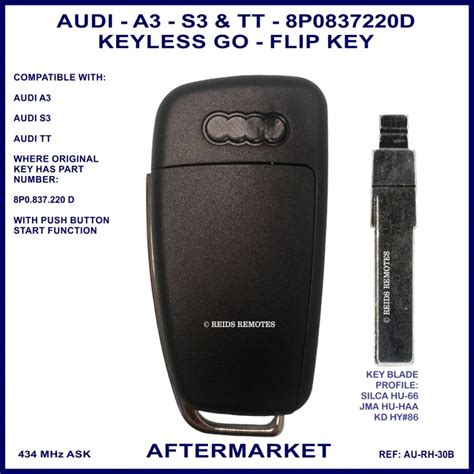 Audi A S Tt P D Keyless Go Proximity Remote Flip Key