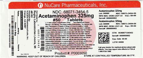 Acetaminophen By NuCare Pharmaceuticals Inc ACETAMINOPHEN Tablet