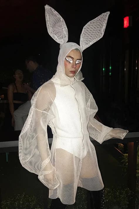 Halloween See Through Fishnet Hooded Puff Sleeve White Dress