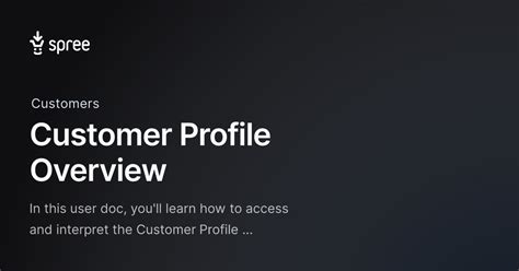 Customer Profile Overview Spree Commerce Documentation