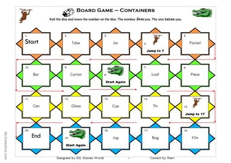 Containers Countuncount Boardgame B English Esl Worksheets Pdf And Doc