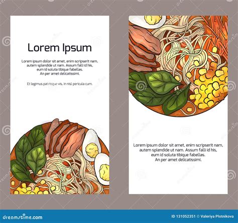 Set Of Vertical Banners With Color Ramen And Place For The Text On