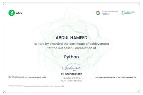 Abdul Hameed Abdul Lathif On Linkedin Python Programming Guvi