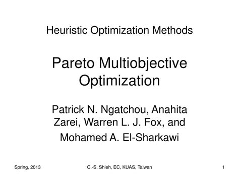 ppt heuristic optimization methods pareto multiobjective optimization