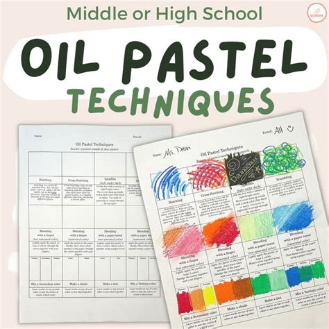 Oil Pastel Techniques Worksheet Art Exercise Skills Handout Demo