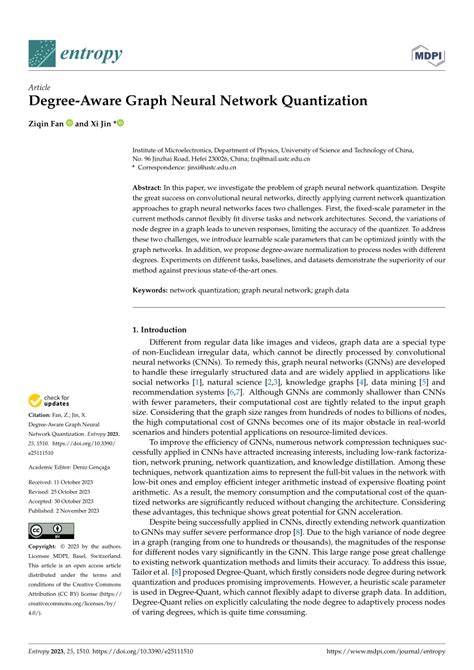 Pdf Degree Aware Graph Neural Network Quantization