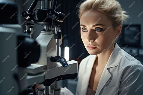 Офтальмолог осматривает глаза пациента | Премиум Фото