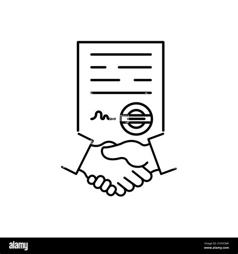 Business Handshake Teamwork Linear Concept Contract Line Icon