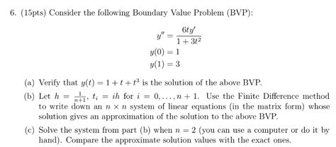 Solved 6 15pts Consider The Following Boundary Value Chegg Com