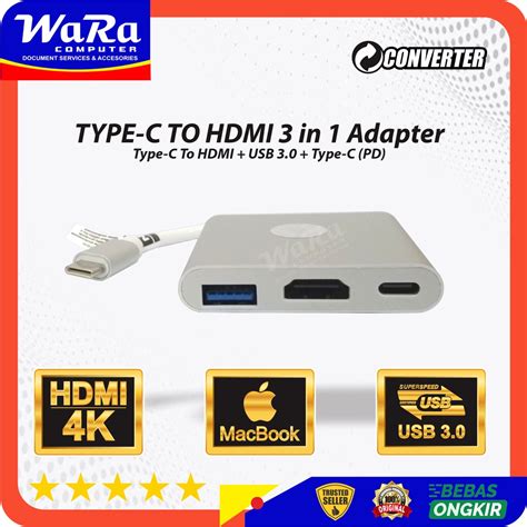 Jual Converter Type C In Multiport Hdmi Usb Typec Adapter Shopee Indonesia