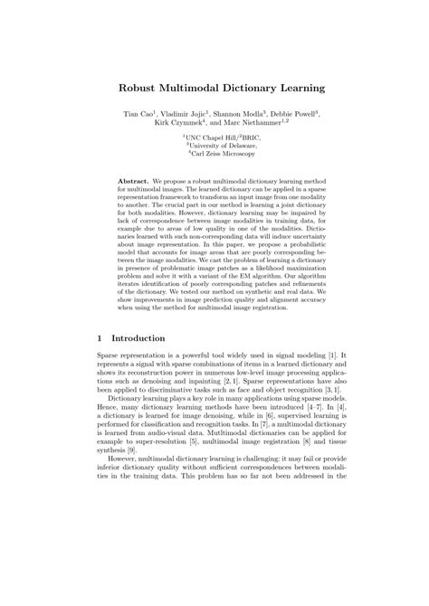 pdf robust multimodal dictionary learning