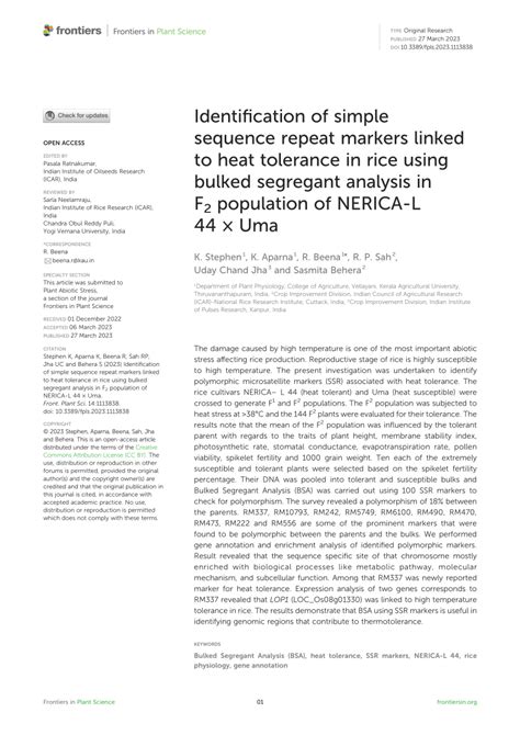 Pdf Identification Of Simple Sequence Repeat Markers Linked To Heat