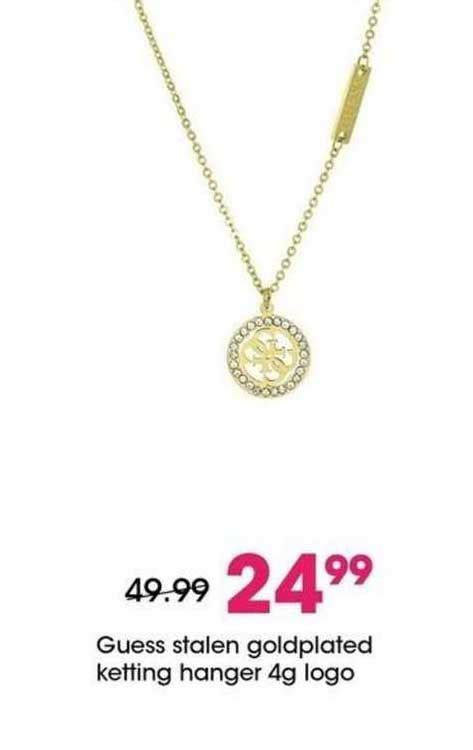 Guess Stalen Goldplated Ketting Hanger 4G Logo Aanbieding Bij Lucardi