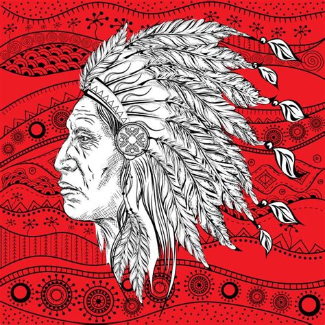 Man In The Native American Indian Chief Black Roach Indian Feather