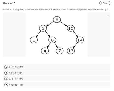 Solved Question Points Given The Following Binary Search Chegg