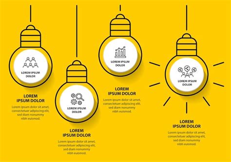 Premium Vector 4 Steps Light Bulb Infographic Flowchart Design Template
