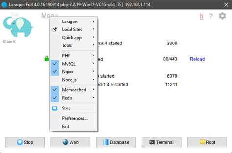 Laragon 4016 No Ngrok Option Screenshot · Issue 164 · Leokhoa