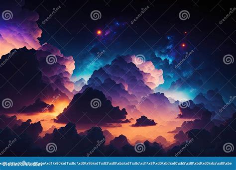 Night Sky With Glowing Clouds Ai Generative Stock Image Image Of Light Sandy 288529681