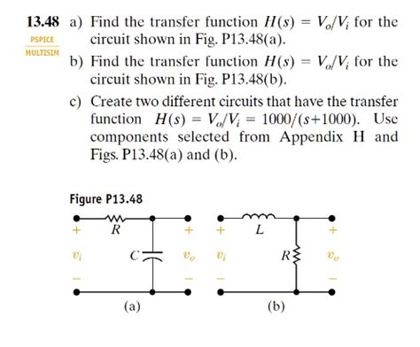 SOLVED 13 48 A Find The Transfer Function H S V V For The PSPICE