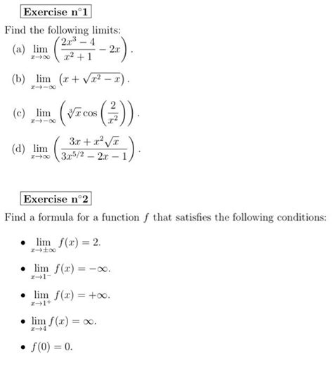Solved Find The Following Limits A Limx→∞ X2 12x3−4−2x