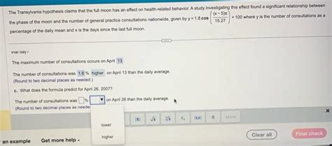 Solved The Transylvania Hypothesis Claims That The Full Moon Chegg