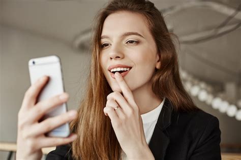 Free Photo Girl Posing For Selfie Indoor Shot Of Beautiful Caucasian