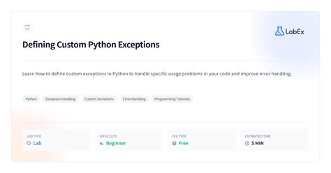 Python Exception Handling Custom Exception Definitions Labex