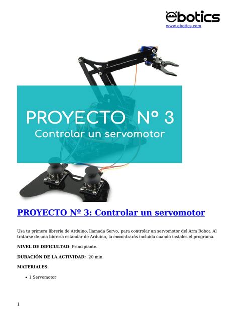 proyecto no 3 controlar un servomotor pdf arduino ingeniería