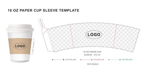 Modèle De Découpe De Manche De Tasse De Café Pour 16 Oz Vecteur Premium