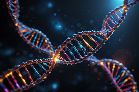 Multicolored Glowing Dna Genetic Encoding Illustration Stock