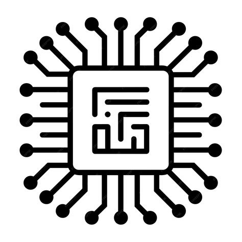 Premium Vector Black And White Illustration Of A Microprocessor Chip