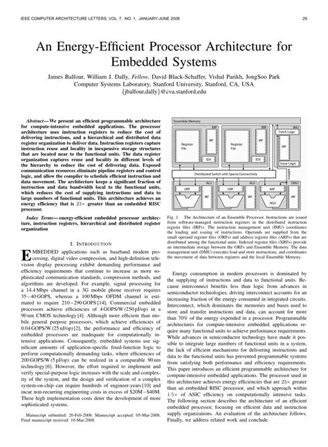 Pdf An Energy Efficient Processor Architecture For Embedded Systems
