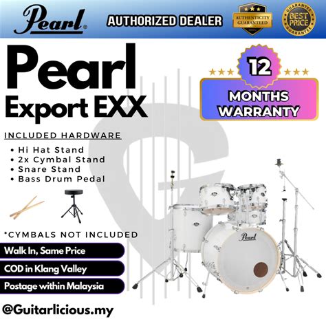 Pearl Export Exx 5 Piece Drum Set With Hardware Drumstick And Throne