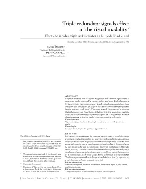 Pdf Triple Redundant Signals Effect In The Visual Modality