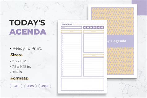 Todays Agenda Printable Template Graphic By Jundi · Creative Fabrica