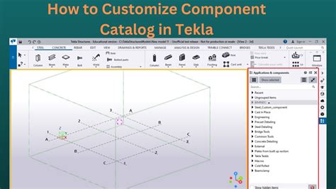 how to customize component catalog tekla structures youtube