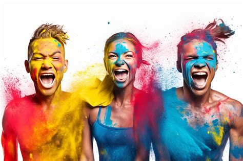 Premium Ai Image Dynamic Bodies Exploding Colors Of Fit Men And Women