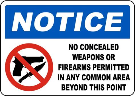 No Concealed Weapons Or Firearms Permitted Sign Fast Shipping And 10