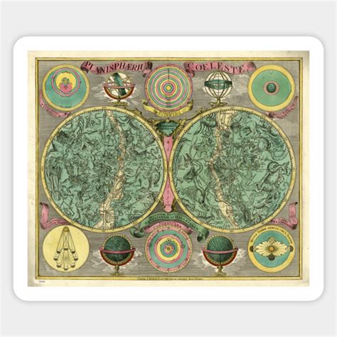 18th Century Astronomy Chart Antique Map Sticker Teepublic