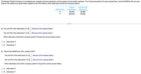 solved a the net pw of the alternative x is round to