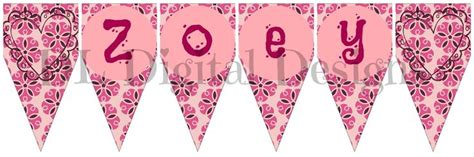 Zoey Name Banner 5 00 Digital Form Name Banners Digital Form Prints