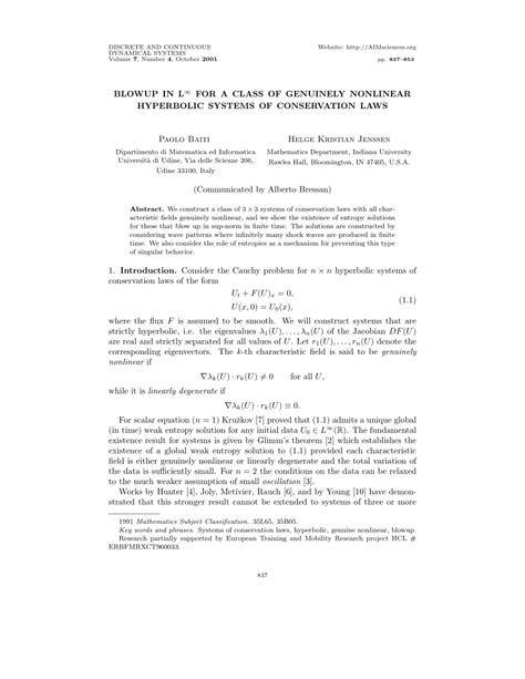 Pdf Blowup In L∞ For A Class Of Genuinely Nonlinear Hyperbolic